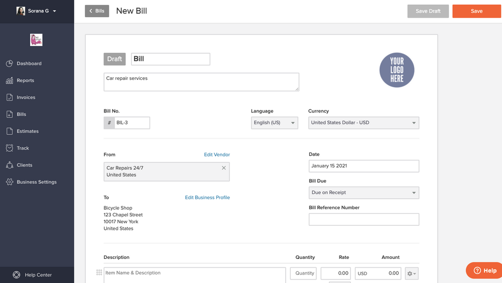 How to Create Bills with invoicely